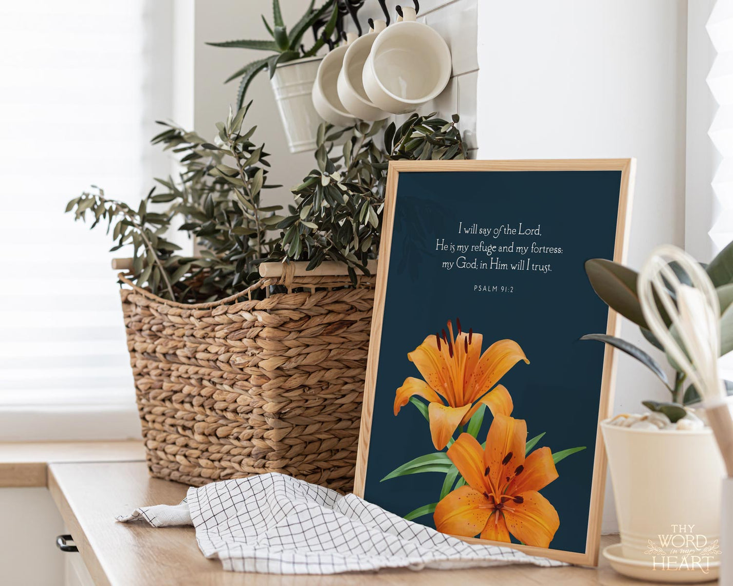Bible Verse Art Print, Psalm 91:2 – Thy Word In My Heart