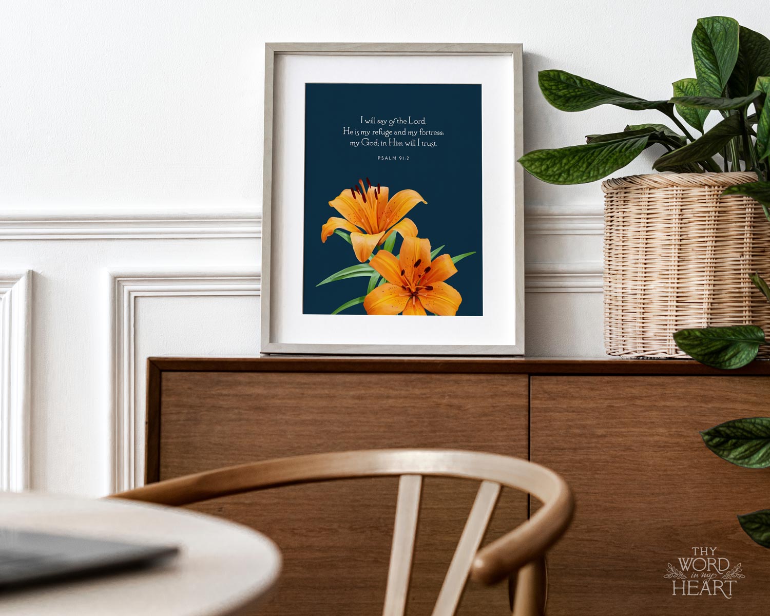 Bible Verse Art Print, Psalm 91:2 – Thy Word In My Heart
